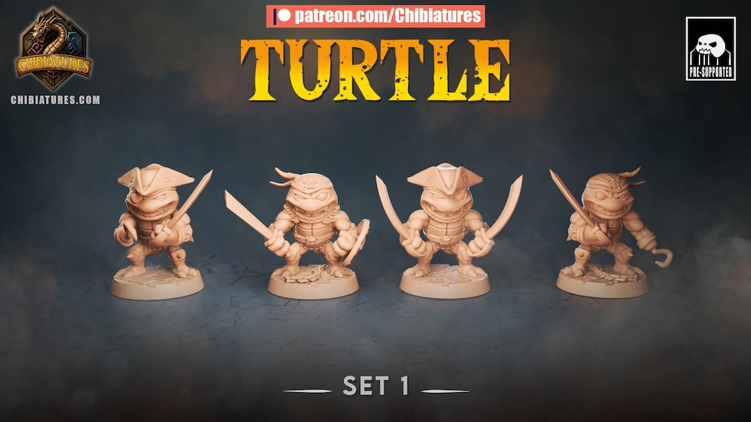 Turtles Set 1-chibiatures-3d Printed Resin Tabletop Rpg/dungeons ...