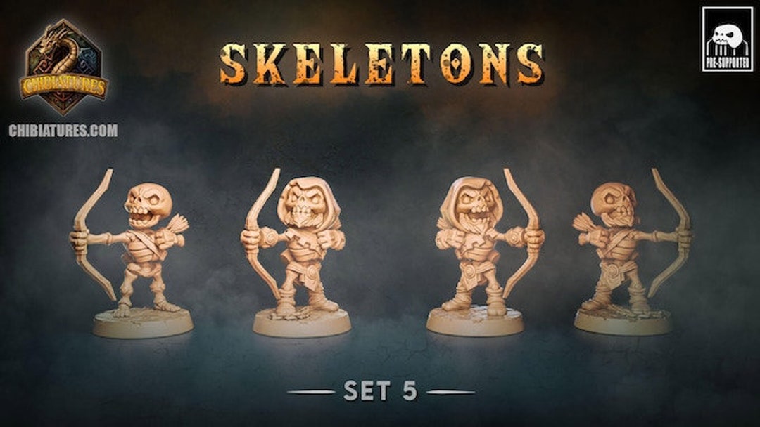 Skeletons Set 5-chibiatures-3d Printed Resin Tabletop Rpg/dungeons ...