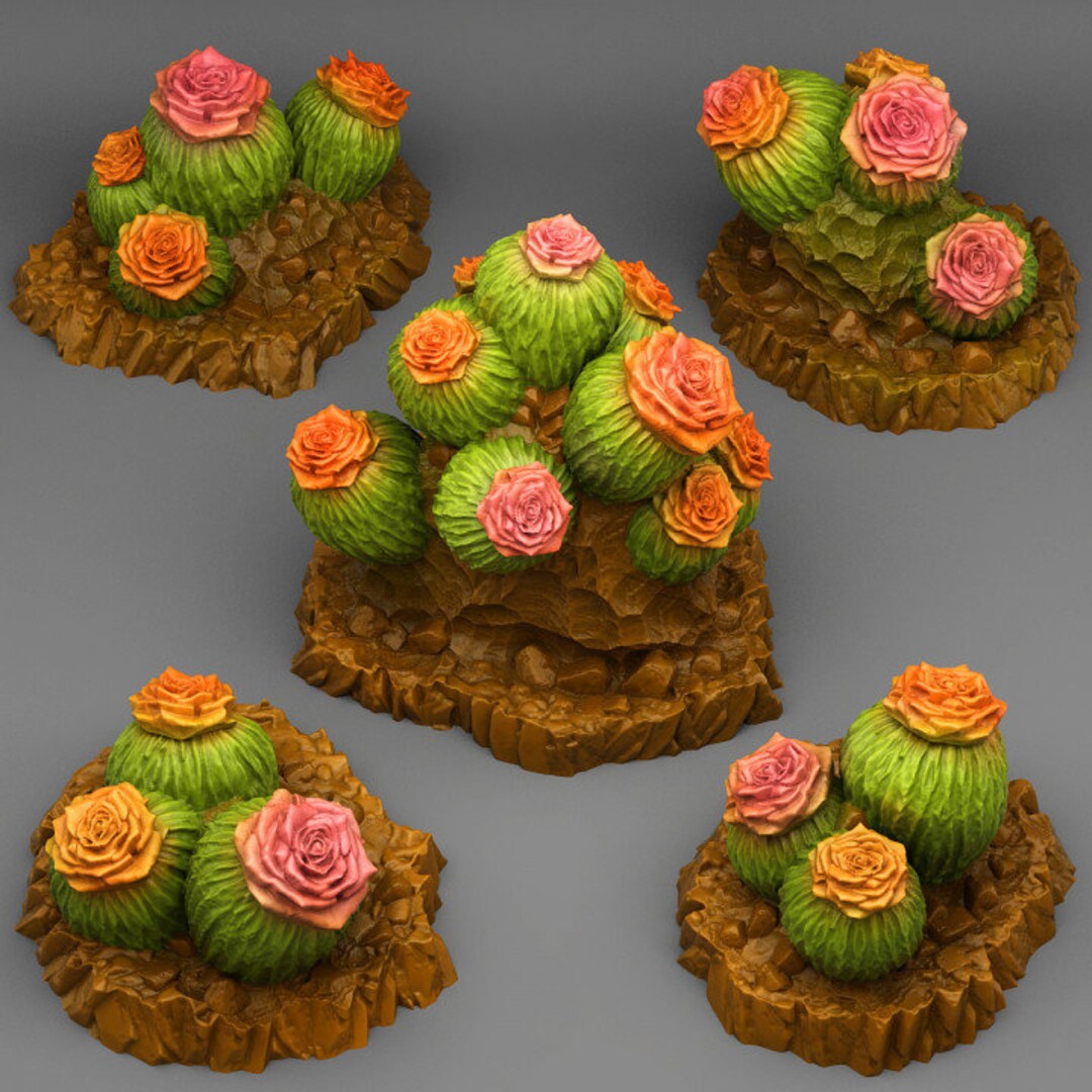 Cactus Flowers-fantastic Plants and Rocks-3d Printed Resin Rpg/dungeons ...