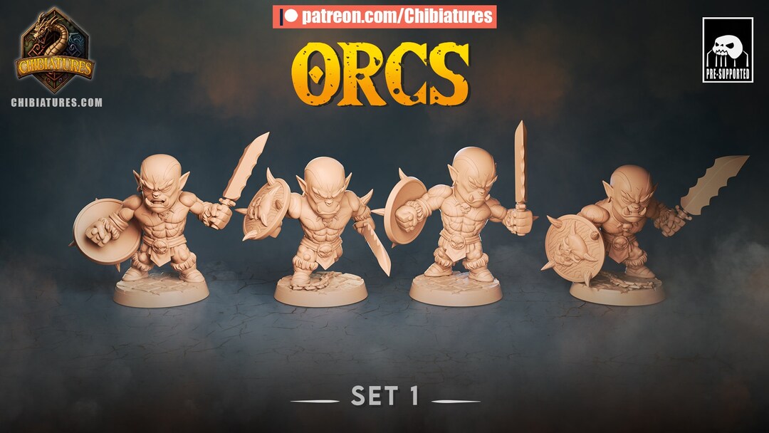 Orcs Set 1-chibiatures-3d Printed Resin Tabletop Rpg/dungeons - Etsy
