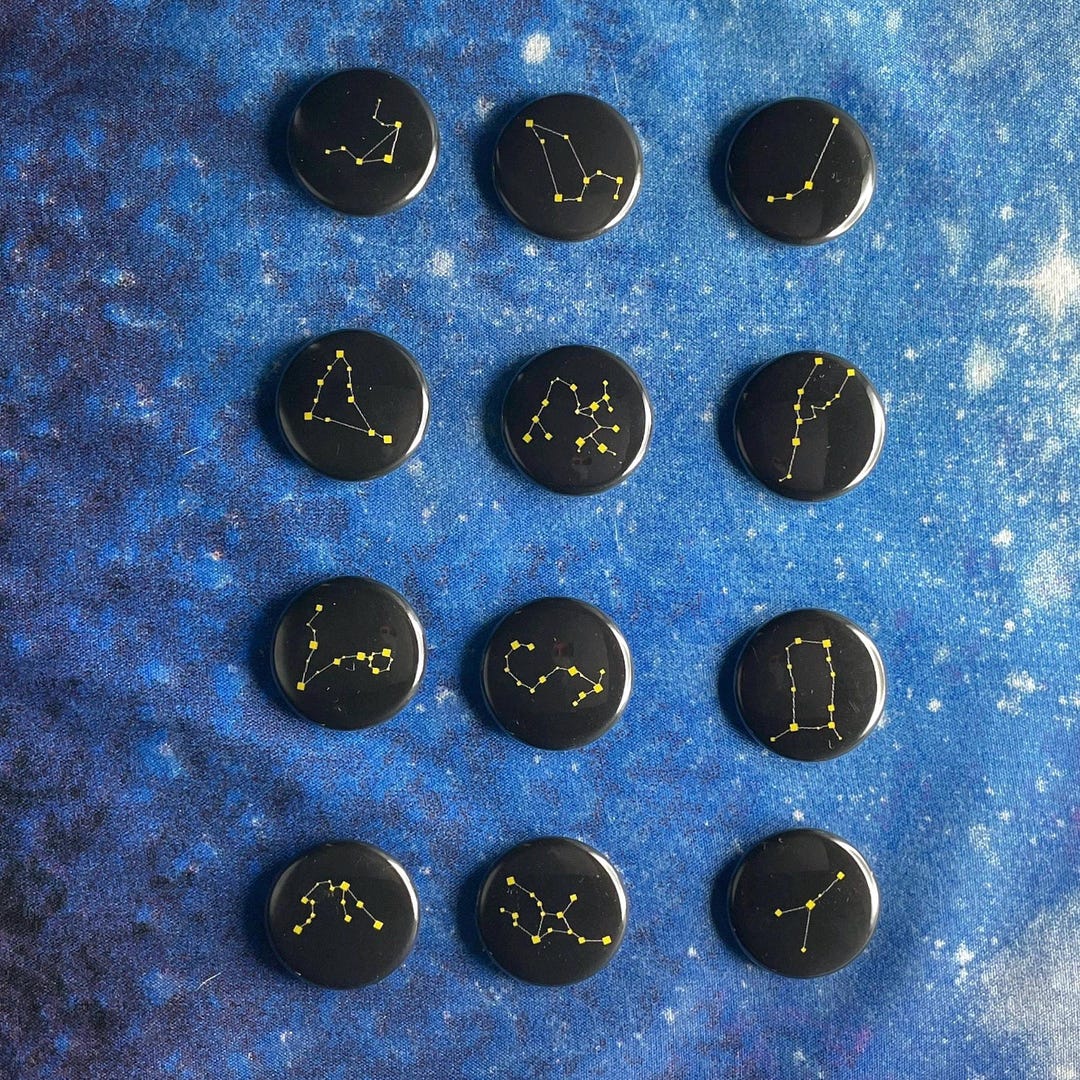 8-bit Constellations Pin Buttons | Astrological Zodiac Signs ...