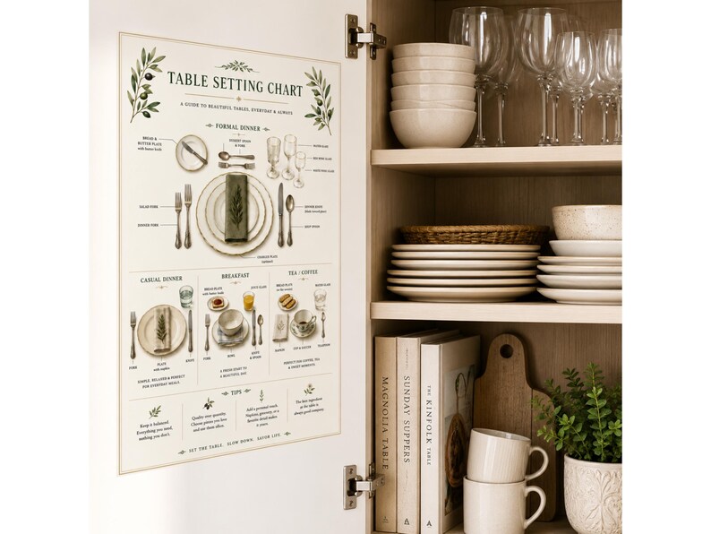 Table Setting Chart Printable | Formal Dinner Place Setting Guide ...