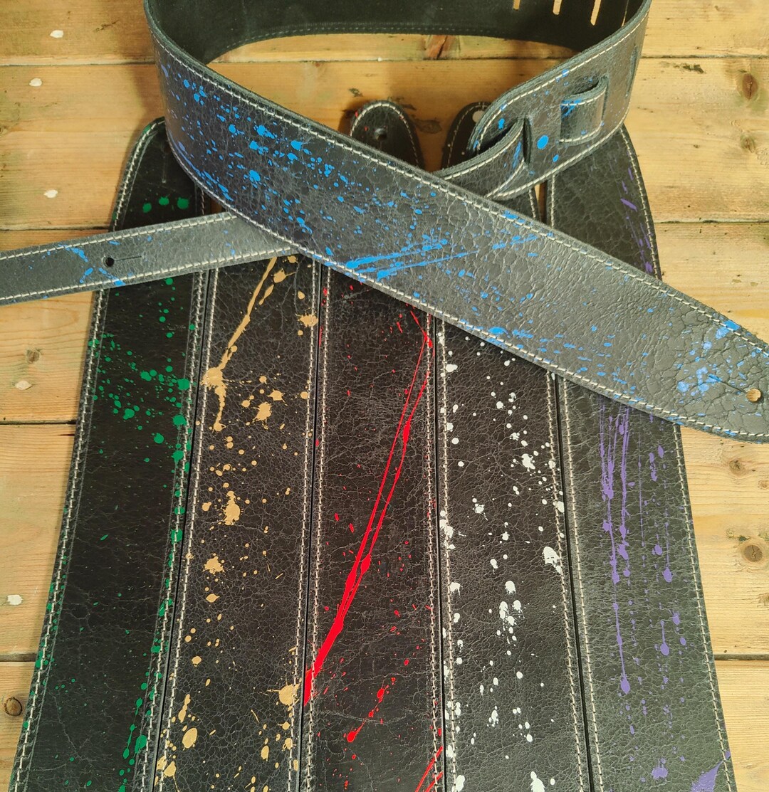 Paint Splashed Heavy Leather Guitar or Bass Strap - Etsy