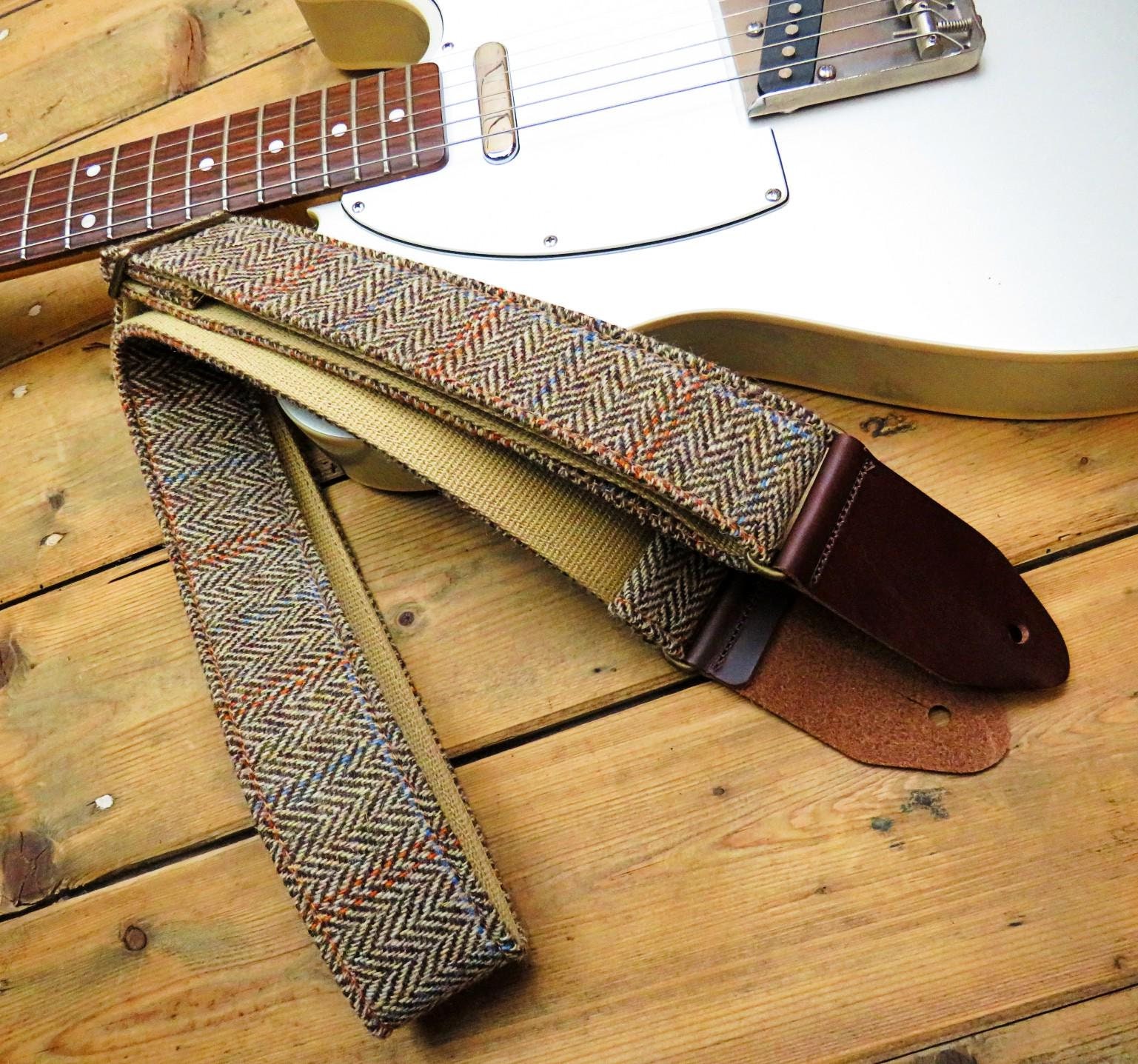 Genuine Brown Harris Tweed Guitar or Bass Personalisable Strap Made in ...