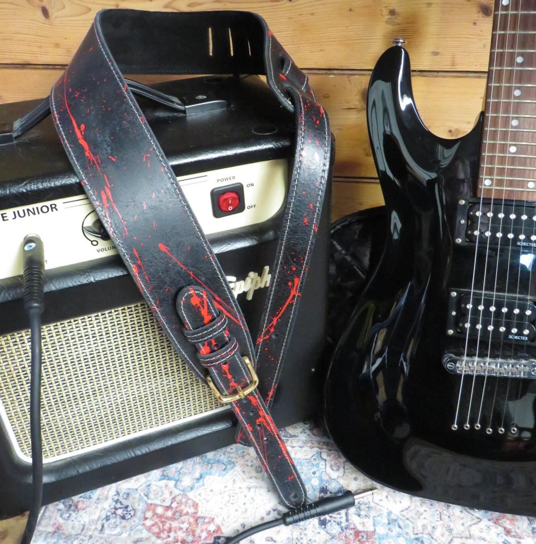 Buckled Paint Splashed Heavy Leather Guitar or Bass Strap - Etsy