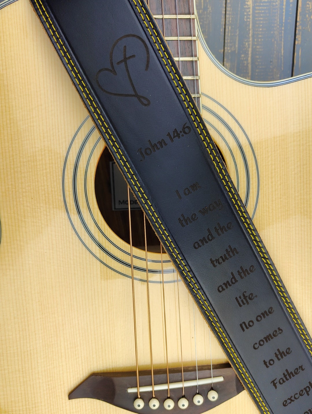 Christian Engraved Guitar Strap / Leather Guitar Strap / Guitar Gift ...