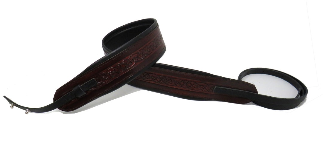 Cradle Banjo Strap / Celtic Embossed Leather / Folk Banjo / Tenor Banjo ...