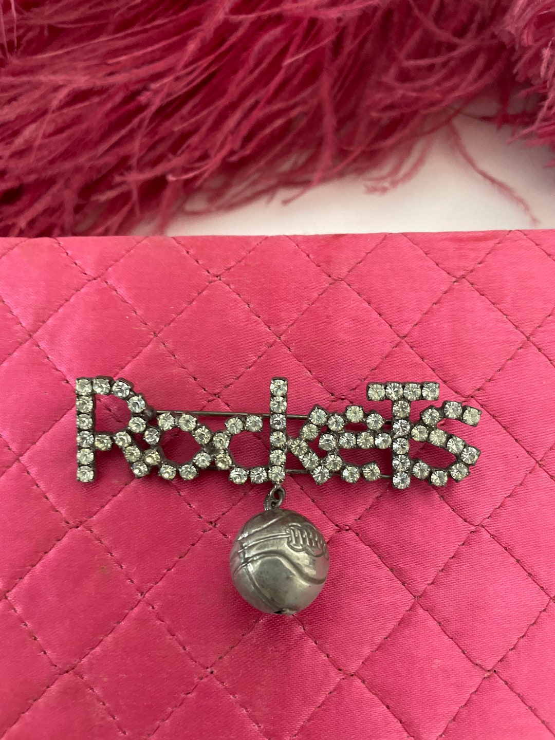 Houston Basketball Rockets Pin Brooch Rhinestones With Ball Charm ...