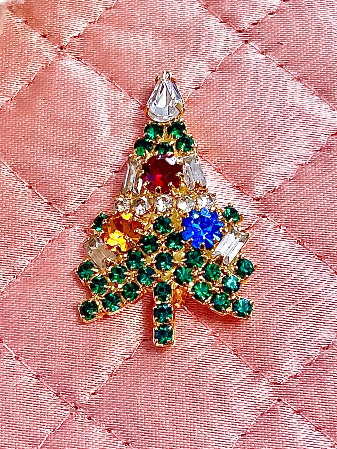 Christmas Tree Eisenberg Ice Pin Brooch Gold With Rhinestones - Etsy