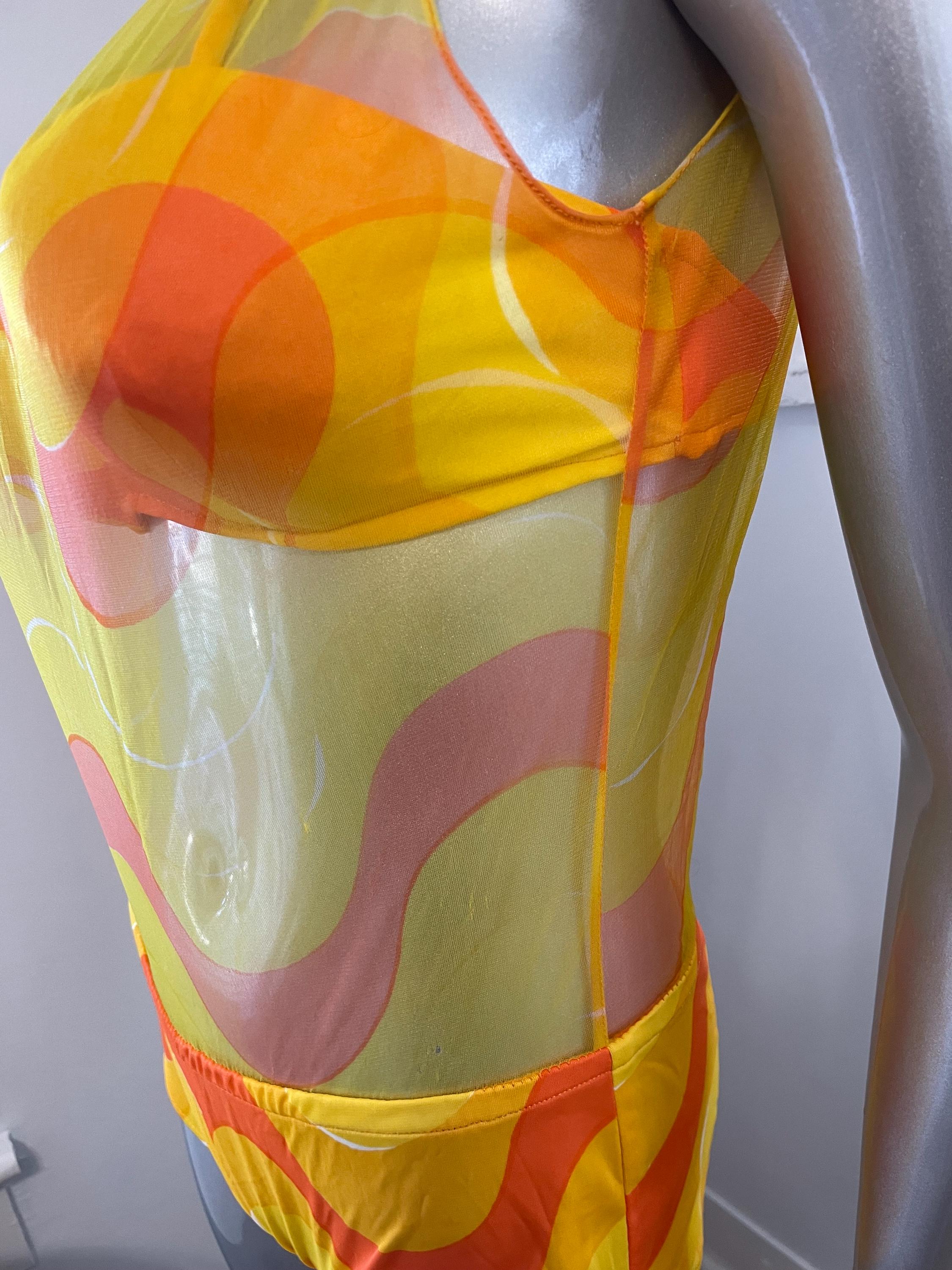 1950s Bathing Suit Bodysuit by Harbor Road With Fine Mesh Bodice and ...