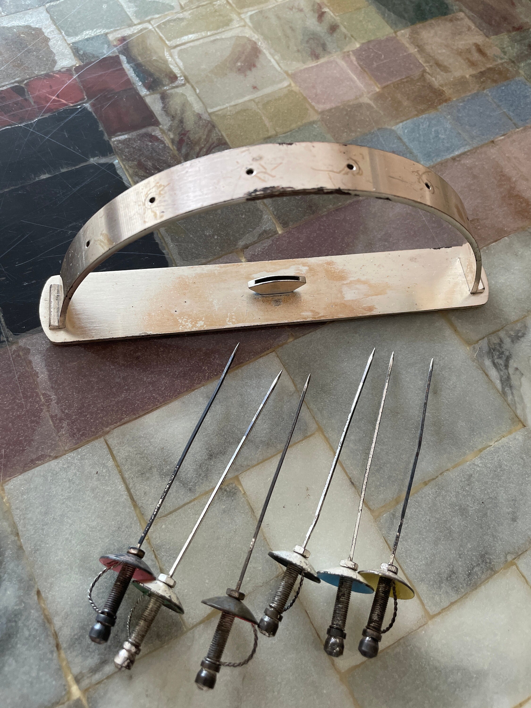 Vintage Table Decor All Metal Set of 6 Cocktail Swords for Appetizers ...