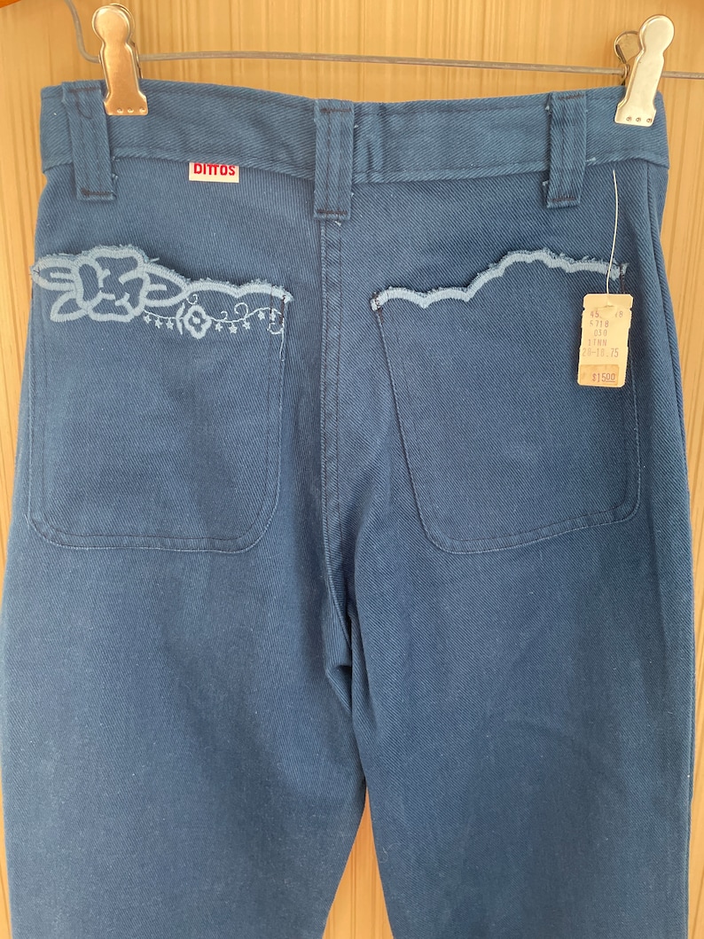 70s Dittos Bell Bottoms, Embroidered Pocket Pants (size 5) - Etsy