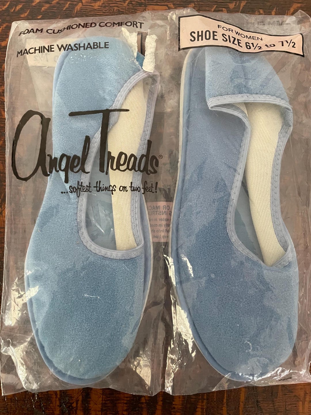 Barry Co Angel Treads Blue 1960’s House Shoes Slippers New in Package ...