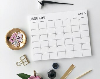 2023 Printable Calendar Landscape, Minimalist Monthly Calendar 2023 ...