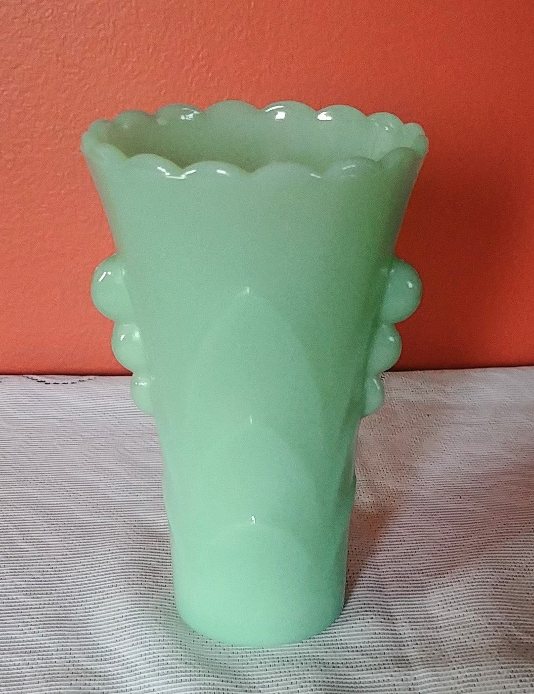 Jadeite Glass Vase From 1940s. Deco Style, Unmarked, 5 1/4 Tall. No ...