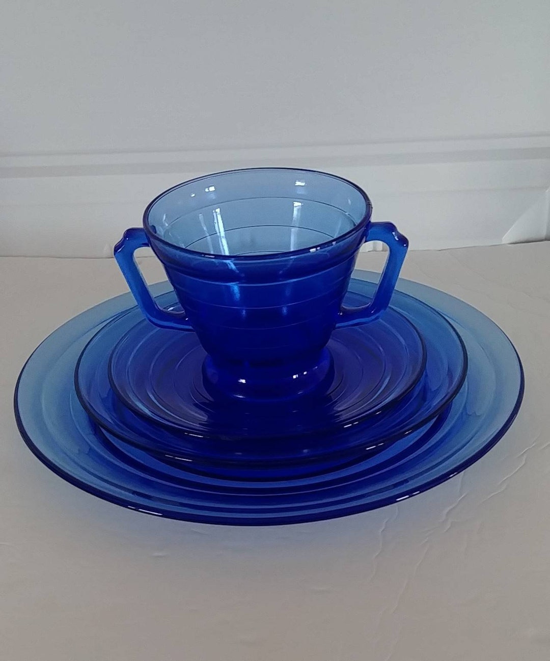 Four Pieces,hazel Atlas Glassware.moderntone in Ritz Blue. Cobalt ...