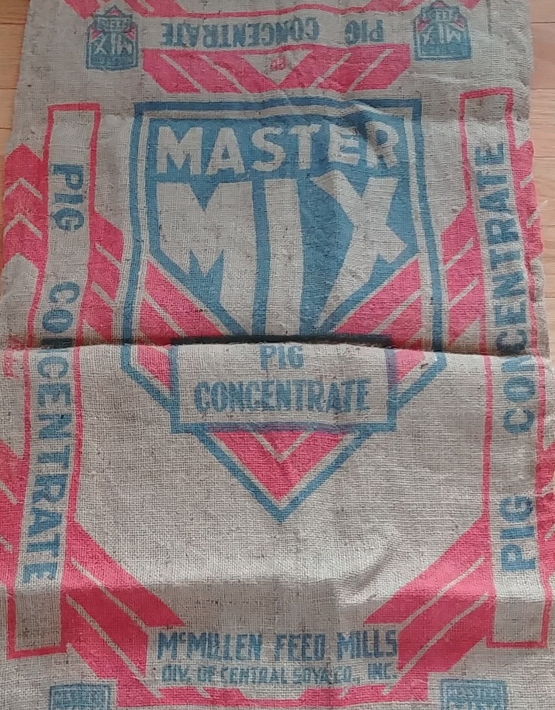 Master Mix Burlap Feed Sack. Pig Feed Burlap Bag. 38 X 21 Size. Logo on ...