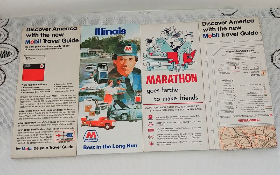 Vintage Gas Station Road Maps: Mobil & Marathon, 1960s-1980s - Etsy