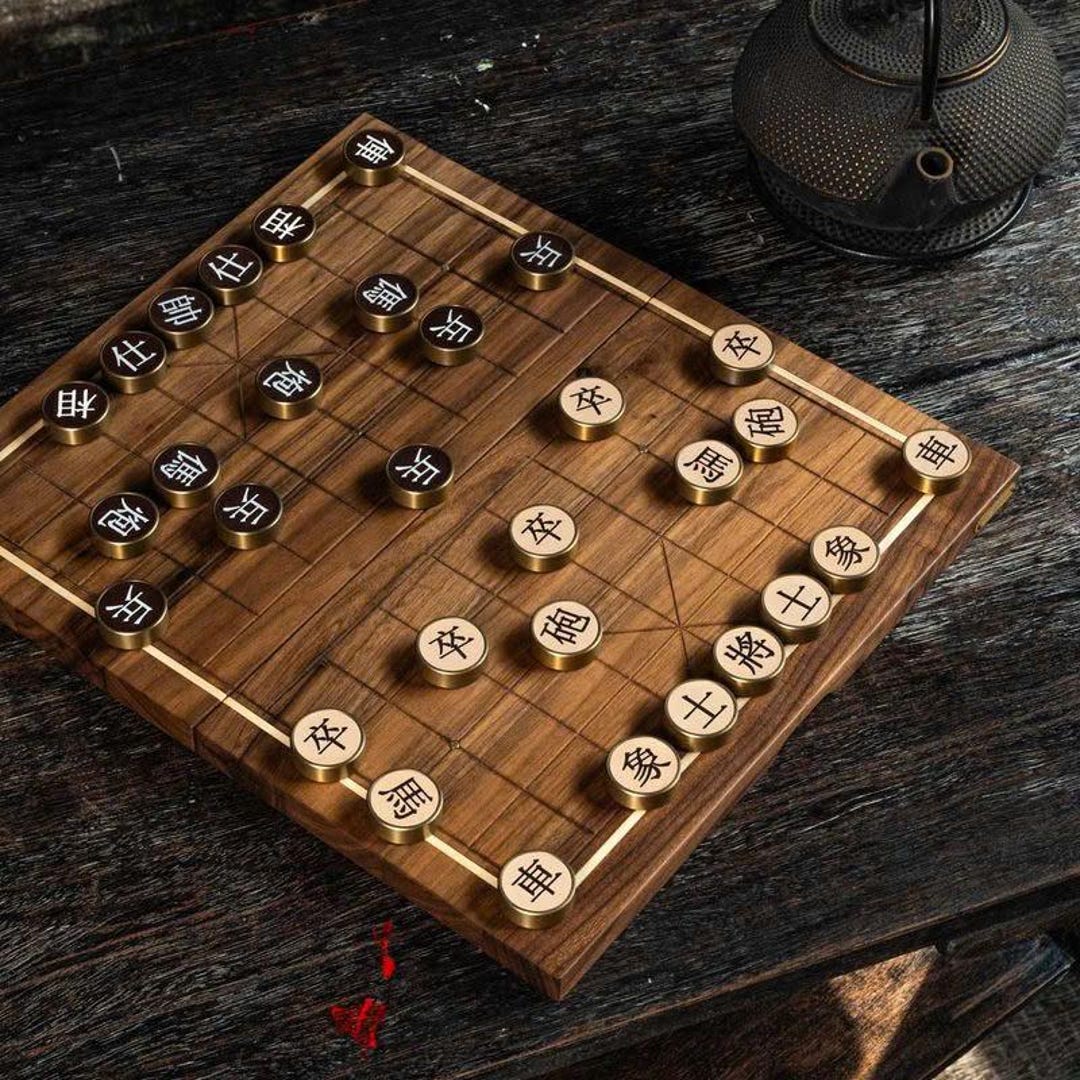 Luxury Xiangqi Chess Set – Handmade Walnut & Brass Chinese Chess (Cờ ...