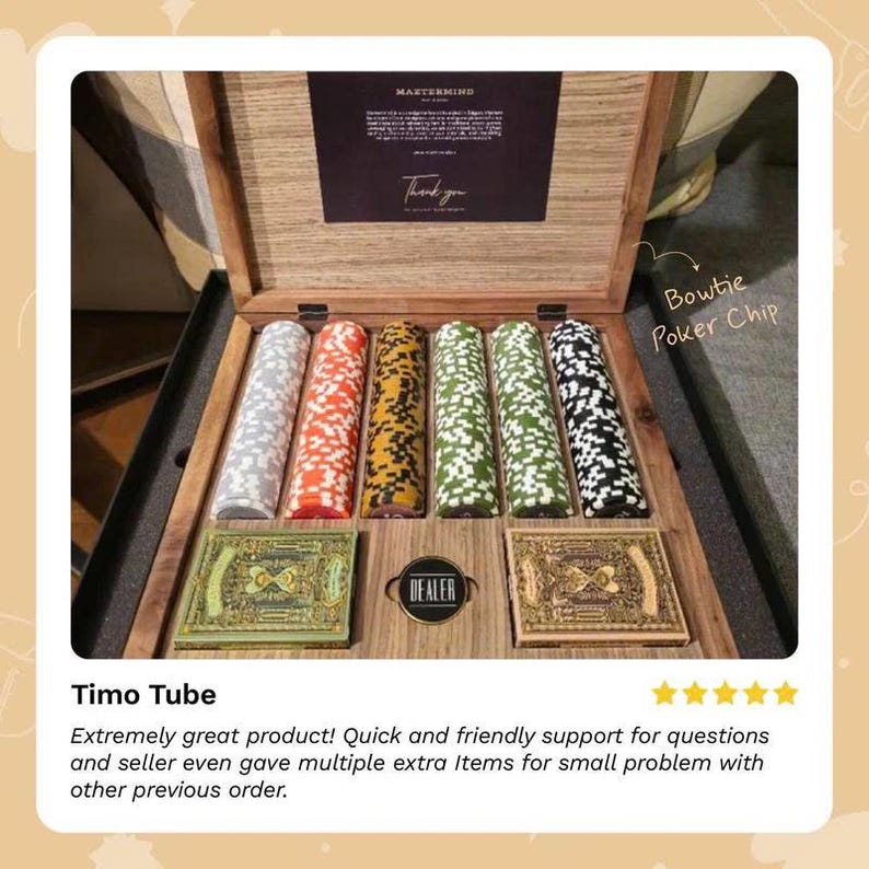 Luxury Poker Chip Set: 300 Texas Holdem Chips in Walnut Box ...