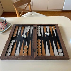 Luxury Backgammon Set – 14" Backgammon Board, Premium Walnut, Brass ...