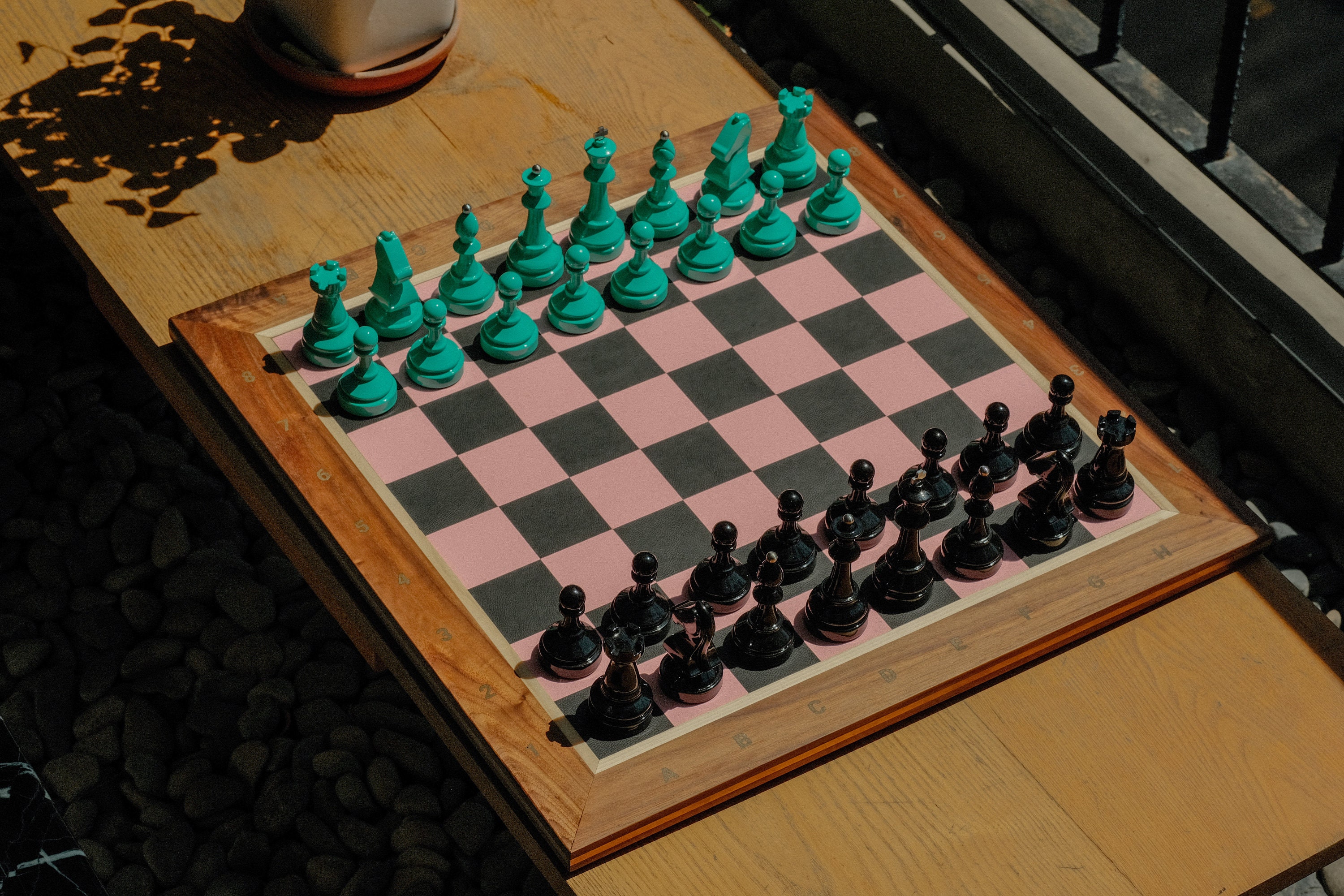 Luxury Chess Set, Large Chess Board, Wooden Leather Lacquered Bold ...