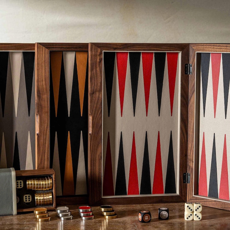 Luxury Backgammon Set – 14" Backgammon Board, Premium Walnut, Brass ...