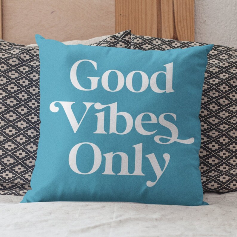 Good Vibes Only Pillow, Throw Pillow for Couch, Home and Fun Bedroom ...