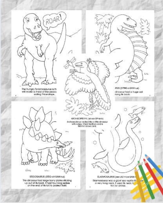 30 Fun Educational Dinosaur Coloring Pages for Kids Toddlers | Etsy