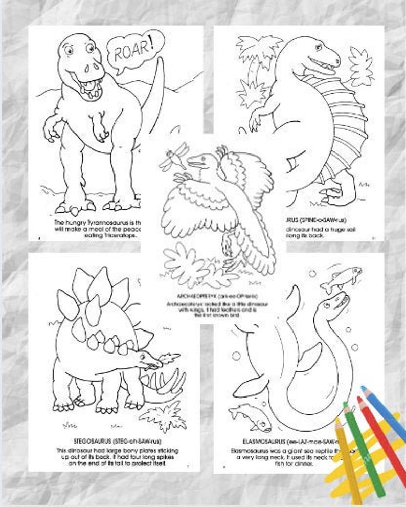 30 Fun Educational Dinosaur Coloring Pages for Kids Toddlers Children ...