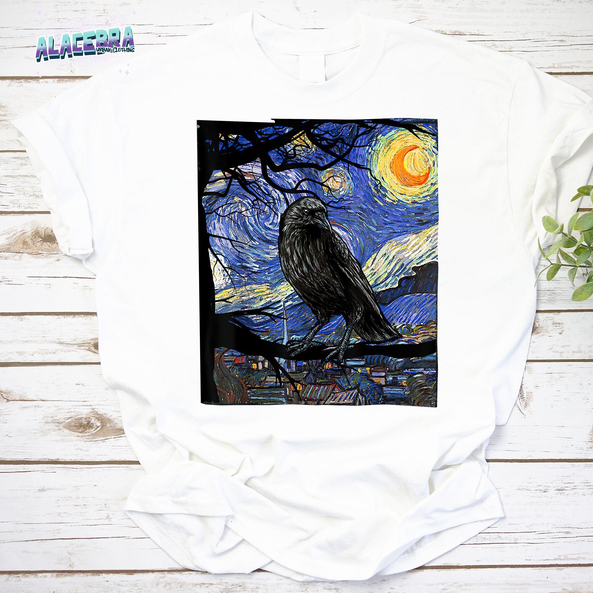 Raven Van Gogh Starry Night Vintage T-shirt, Starry Night Tee, Van Gogh ...