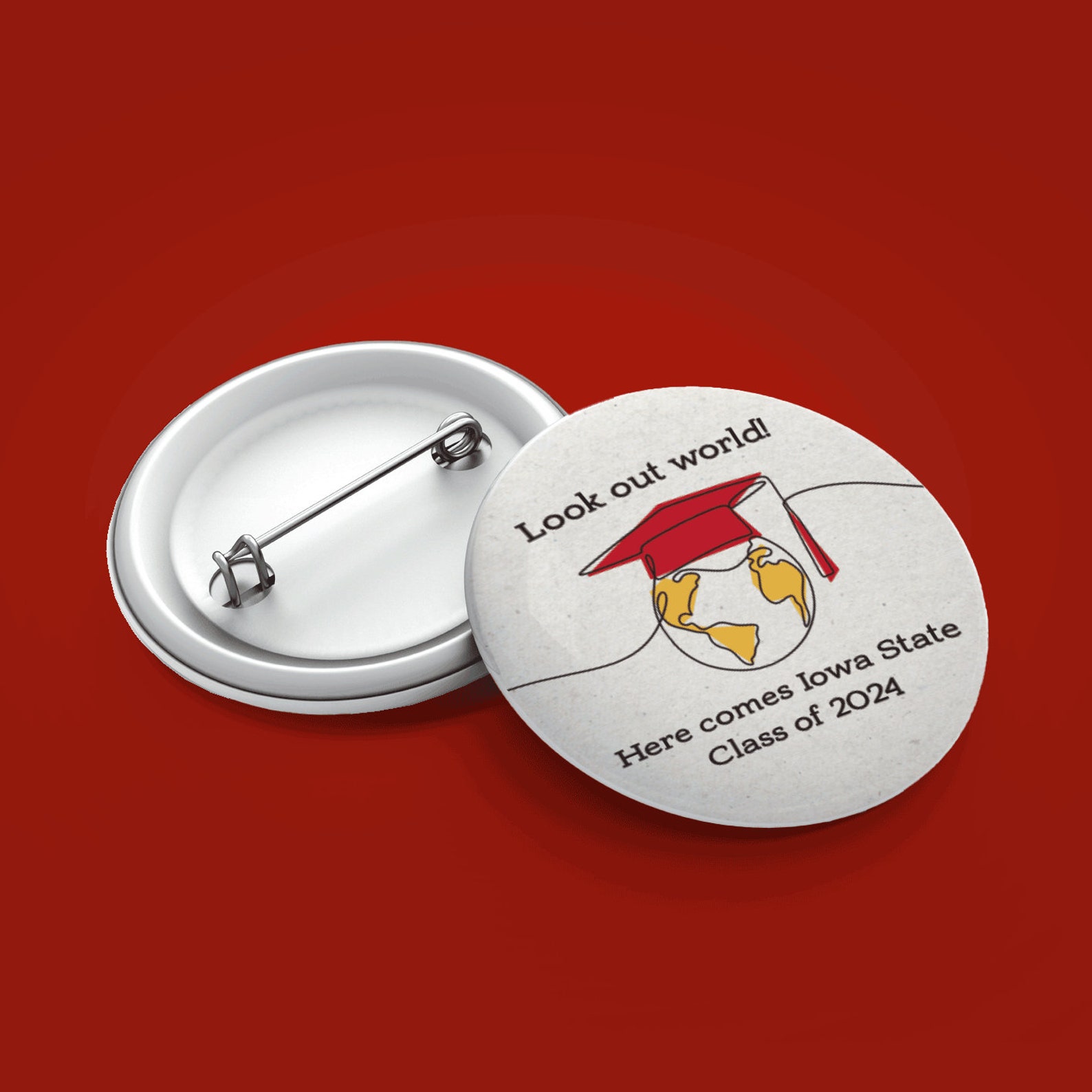 Iowa State | Class of 2024 Grad | Pin Button - Etsy