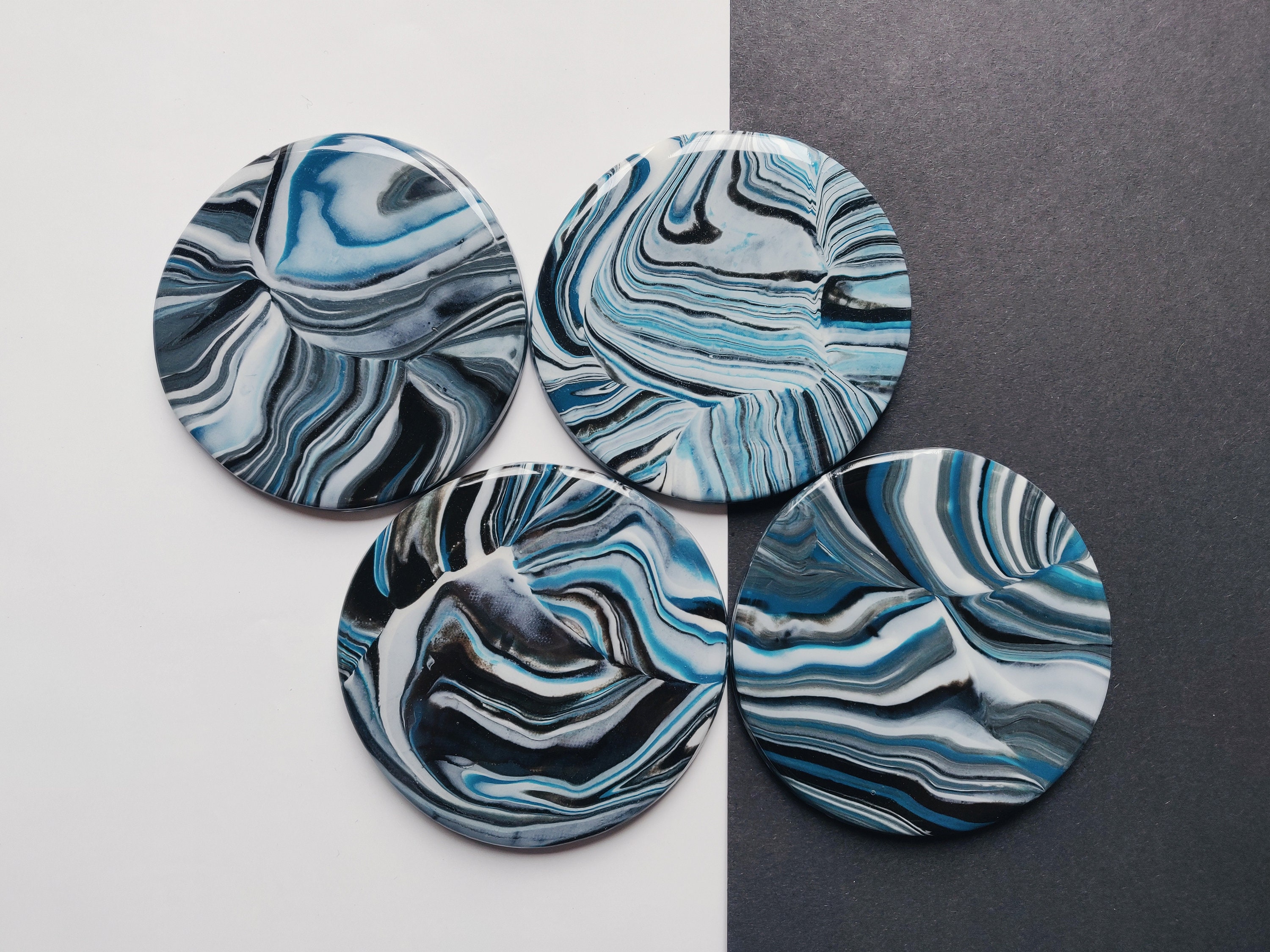 Polymer Clay Coaster Set in Blue Marble | Etsy