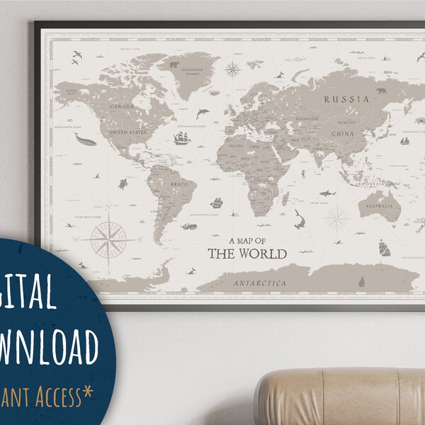 World Map Poster - Etsy