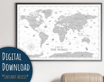 Printable World Map Colorful World Map Printable World Travel - Etsy