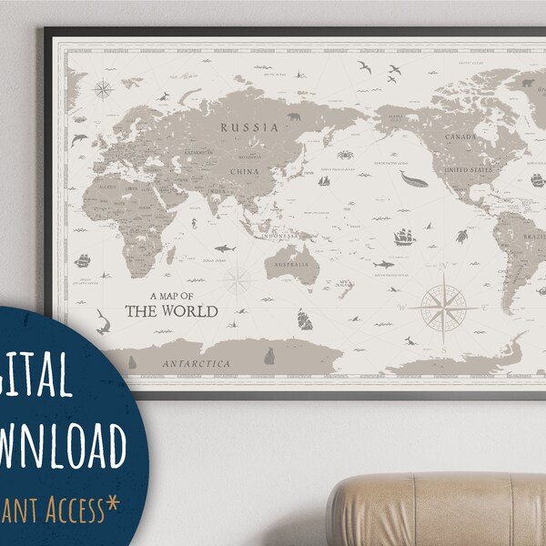 Printable World Map - Etsy