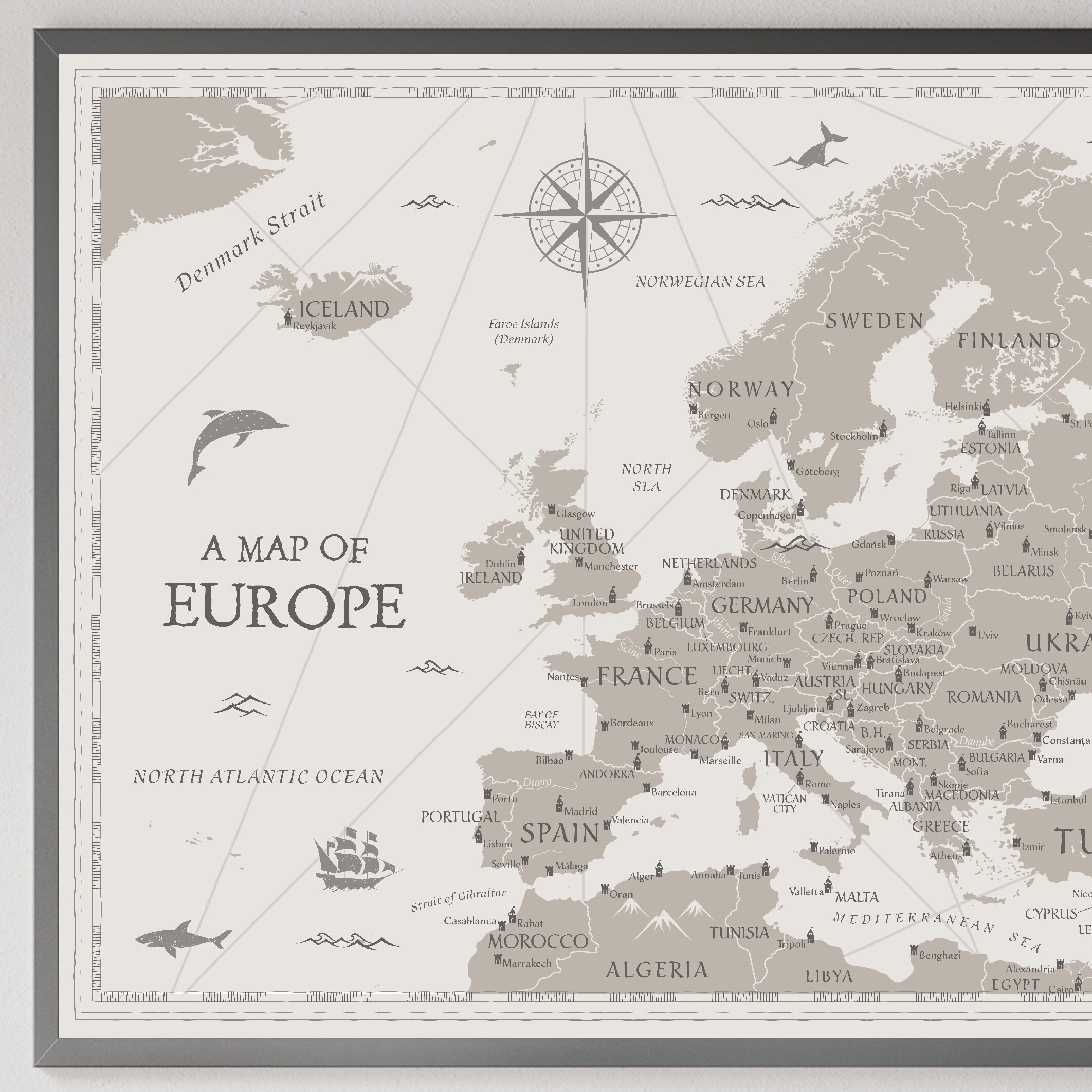 Map of Europe Digital Download Printable Europe Map Instant - Etsy Canada