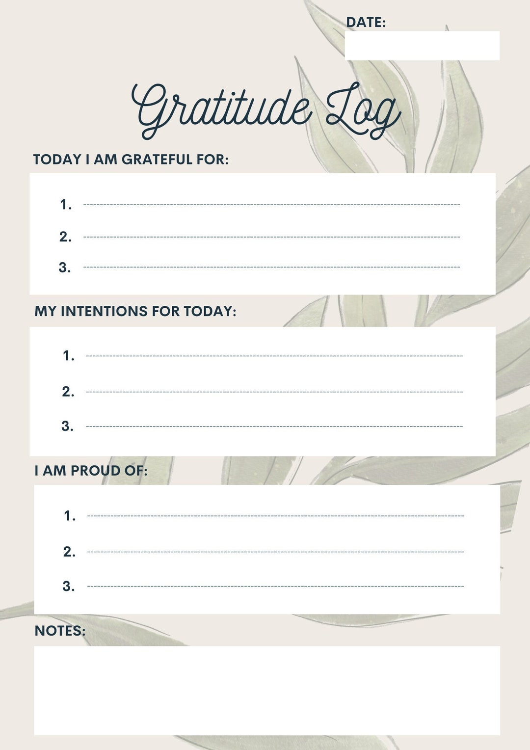 Gratitude Log Printable - Etsy