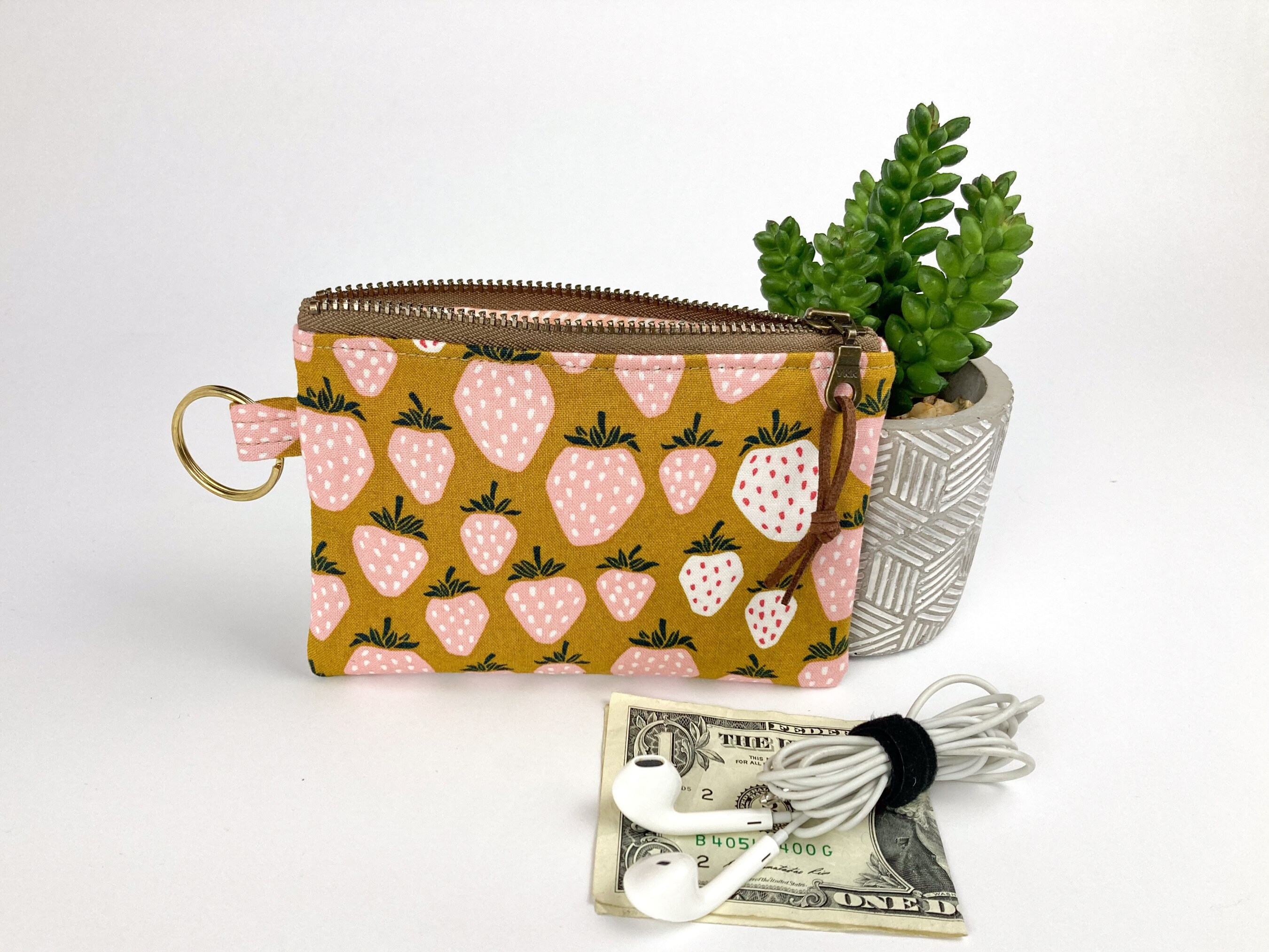 Cute Strawberry Themed Coin Purse With Key Ring Attachment - Etsy