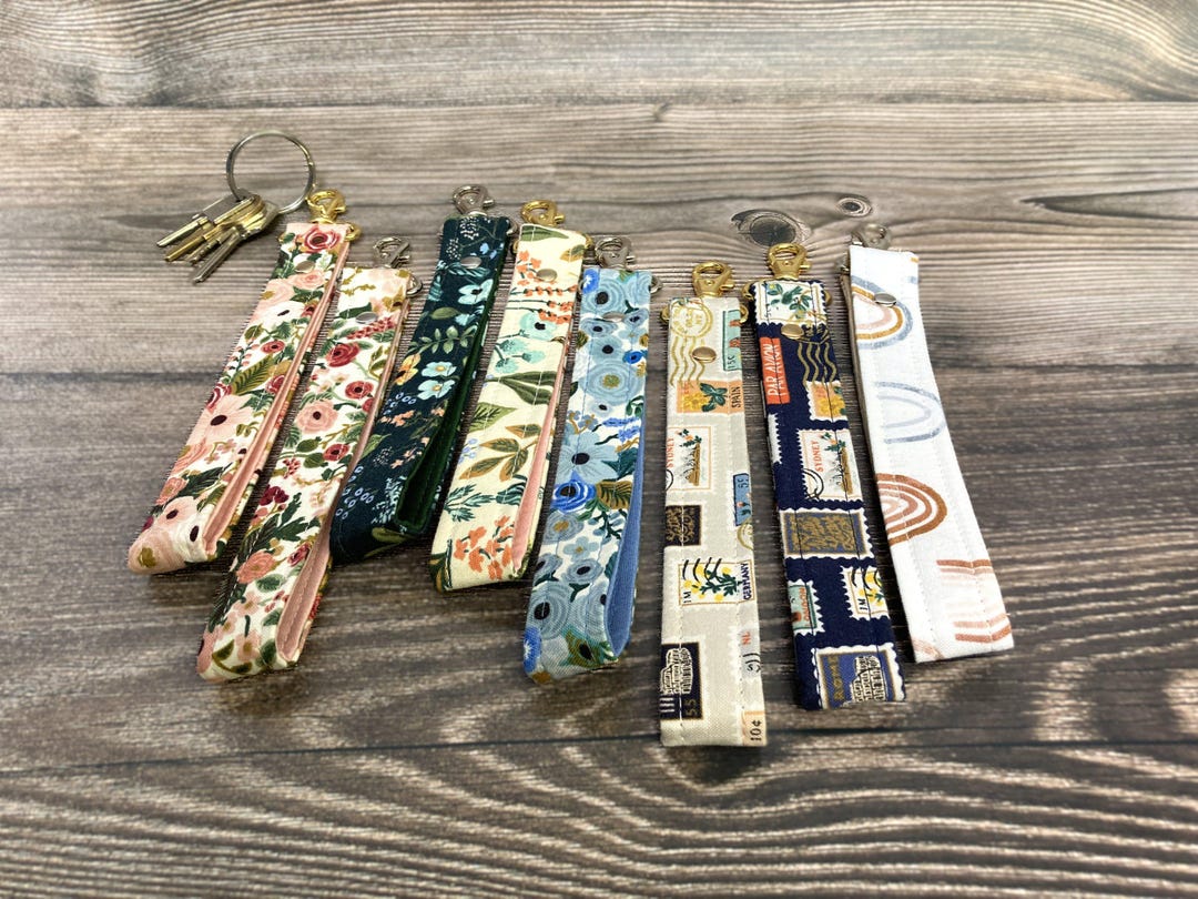 Floral and Boho Key Fobs, Rifle Paper Co Fabrics, Silver or Gold Snap ...