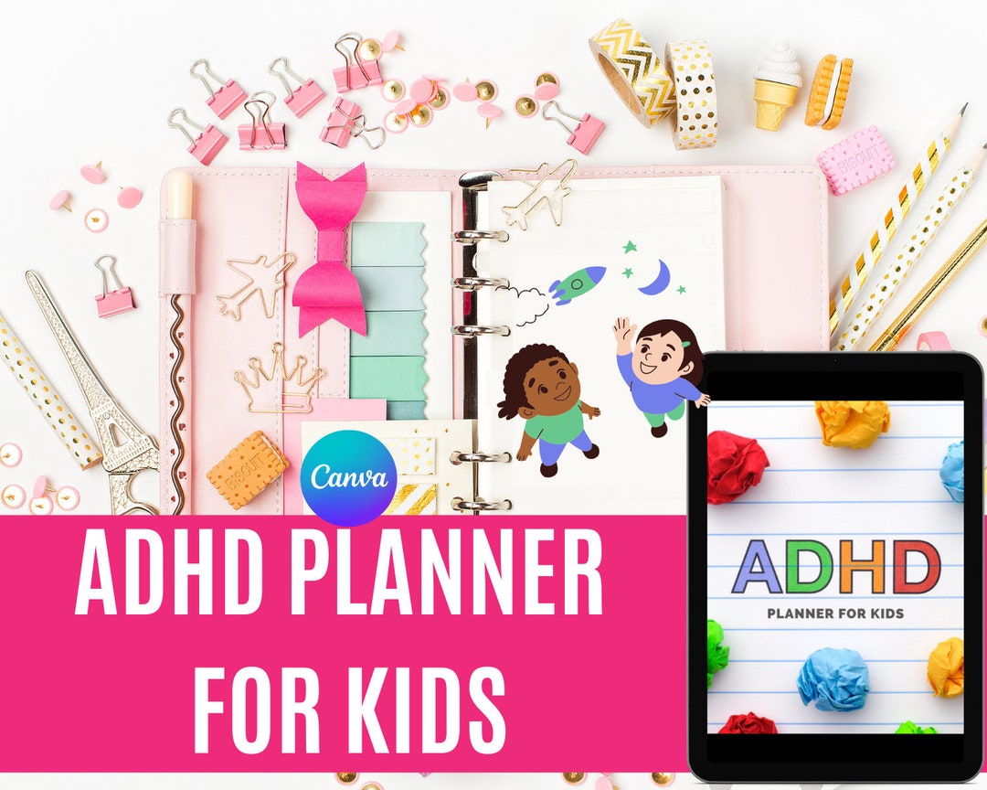ADHD Planner for Kids | Canva Editable, Habit & Self Care Tracker ...