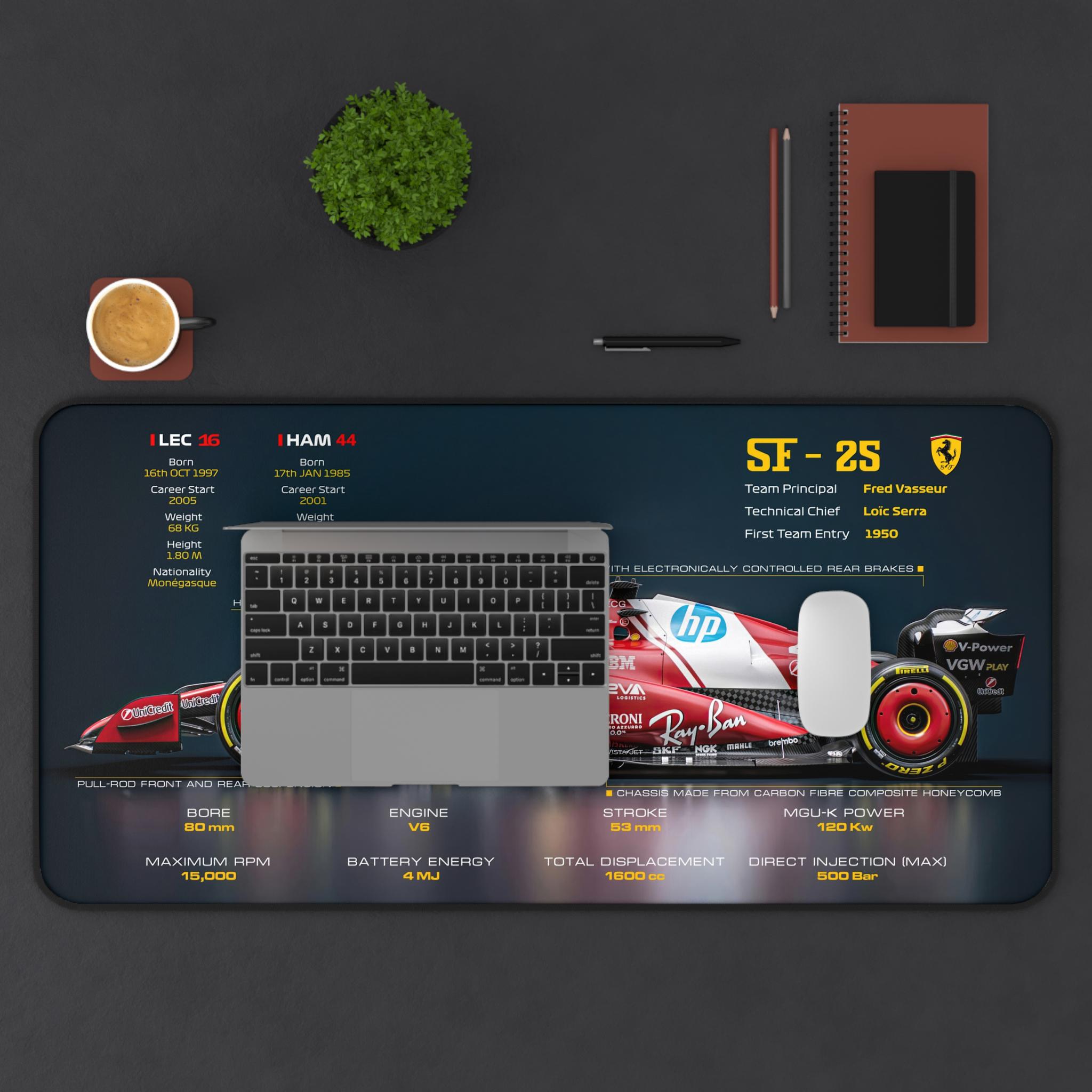 Ferrari SF-25 F1 Desk Mat - Racing Car Design, Lewis Hamilton, Charles ...