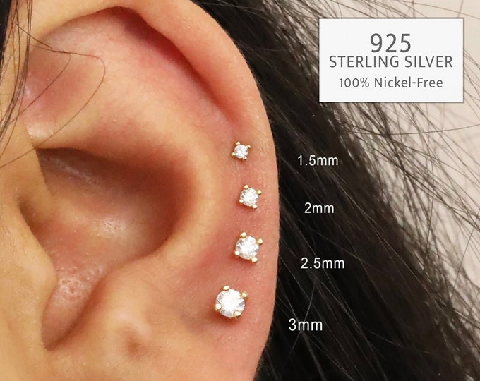 18G/16G Tiny Snake Labret Flat Back Stud Solid 925 Sterling - Etsy