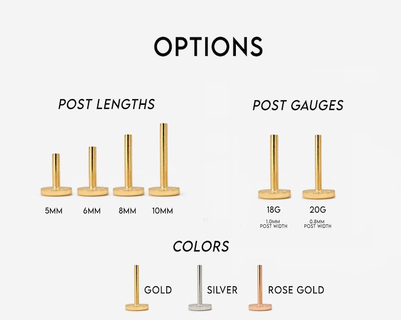 20G/18G Diamond Stone Threadless Push Pin Labret Stud Solid - Etsy