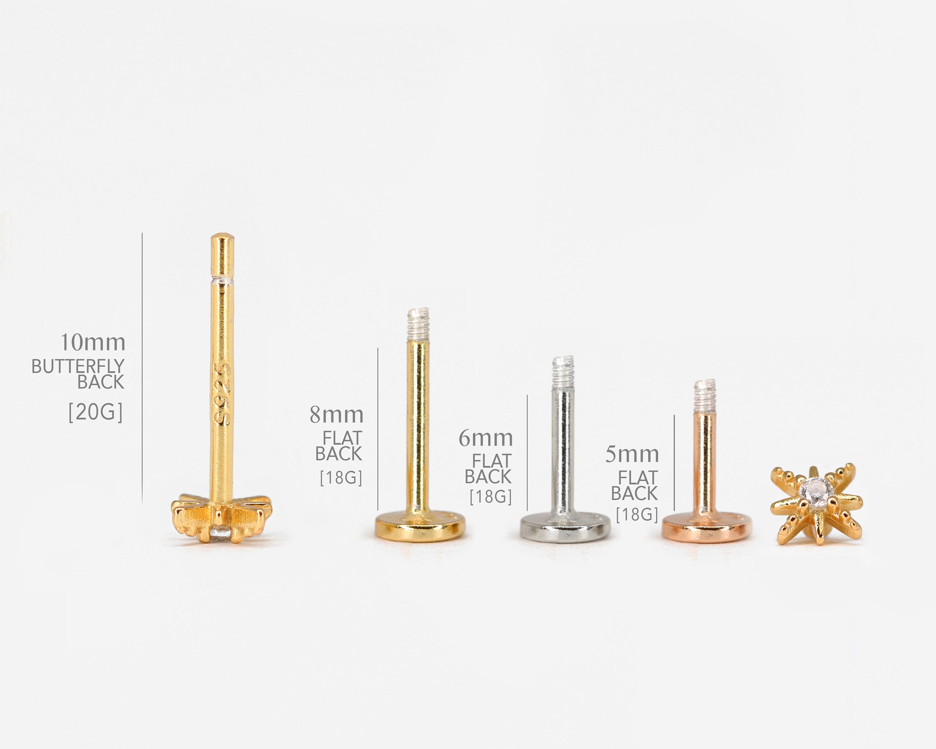 20G Gold Star Labret Cartilage Star Tragus Stud Conch - Etsy
