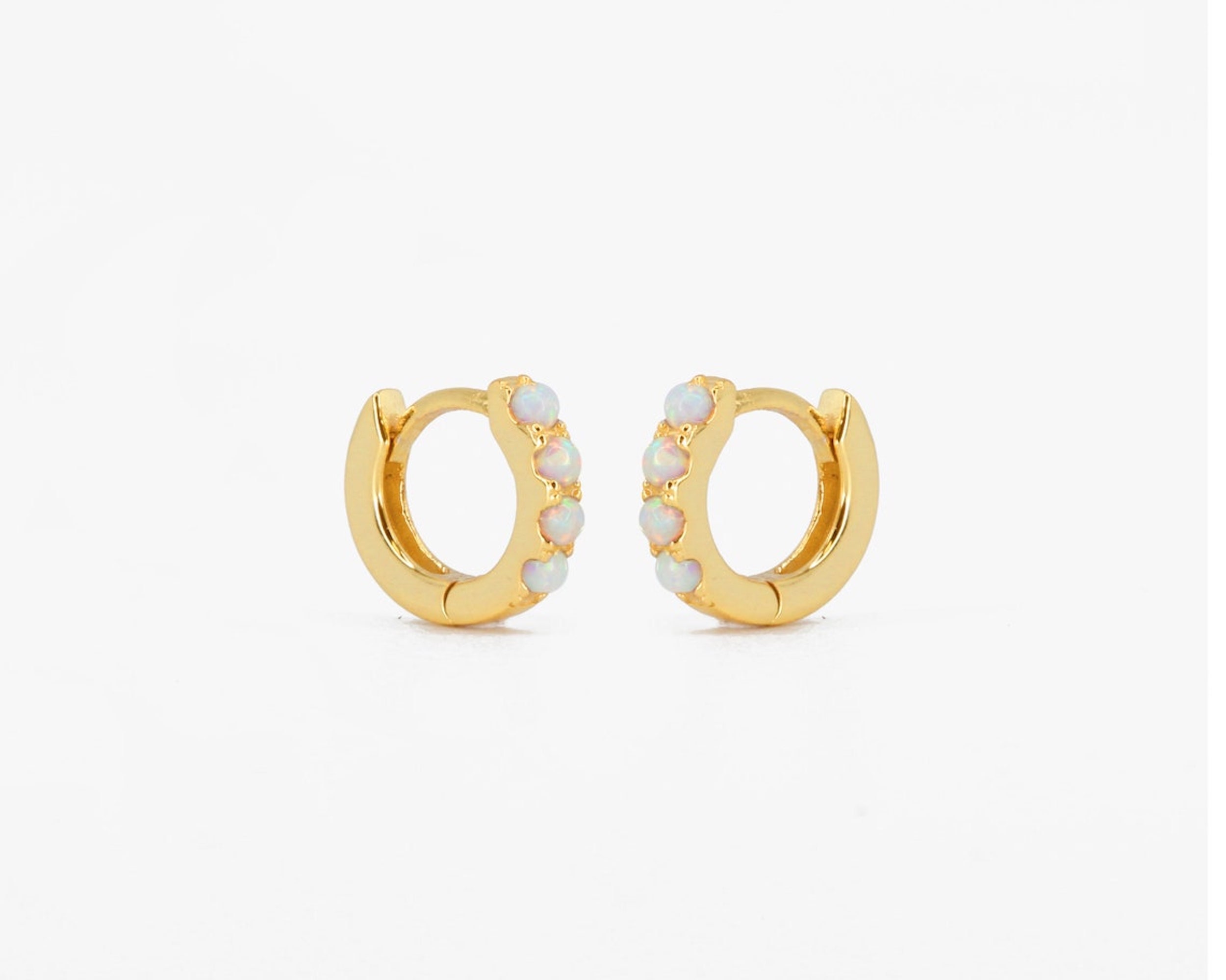 18G White Opal Conch Cartilage Hoop Earring Tragus Earrings - Etsy