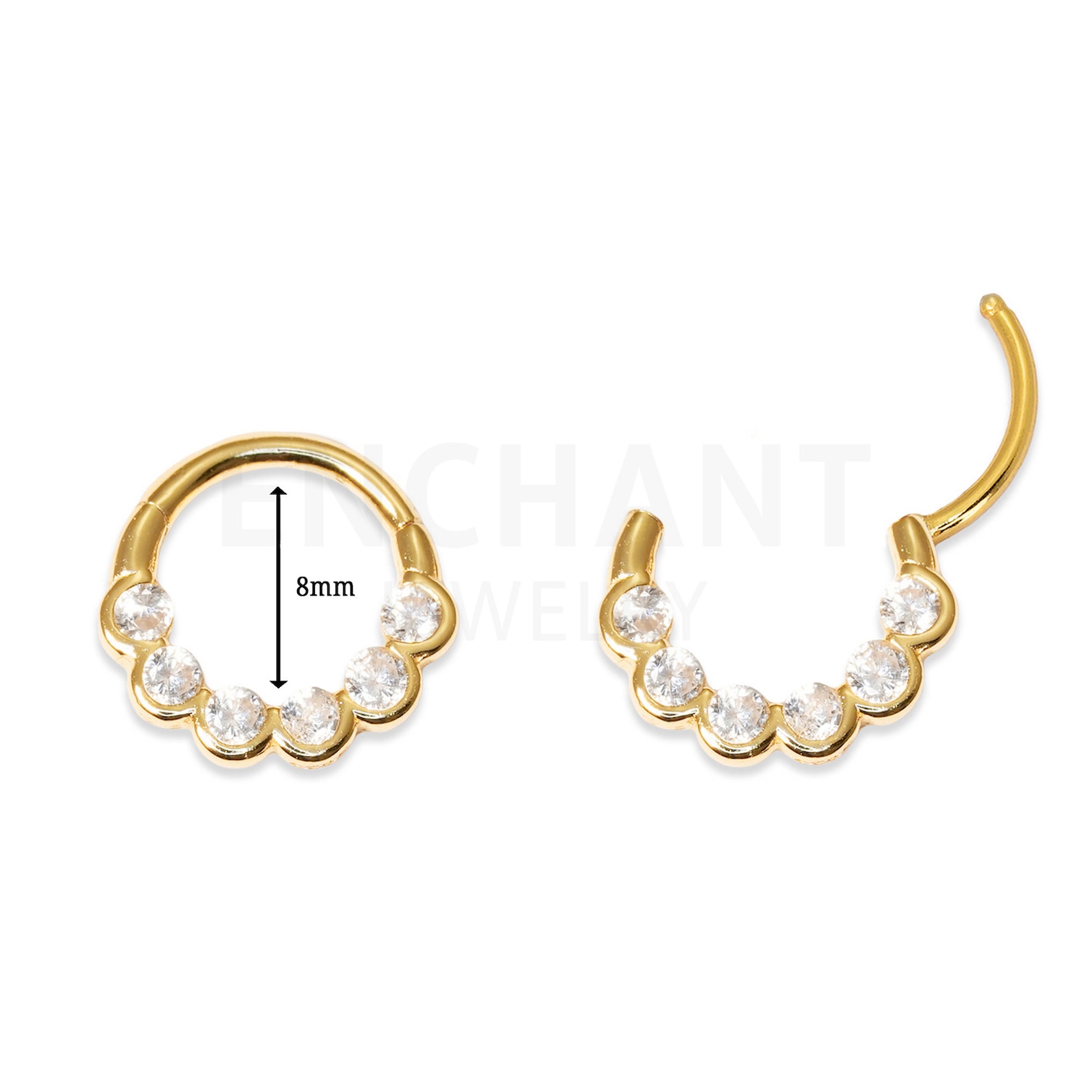 Gold Daith Clicker: Sterling Silver Diamond Cartilage Hoop (20G/18G/16G ...