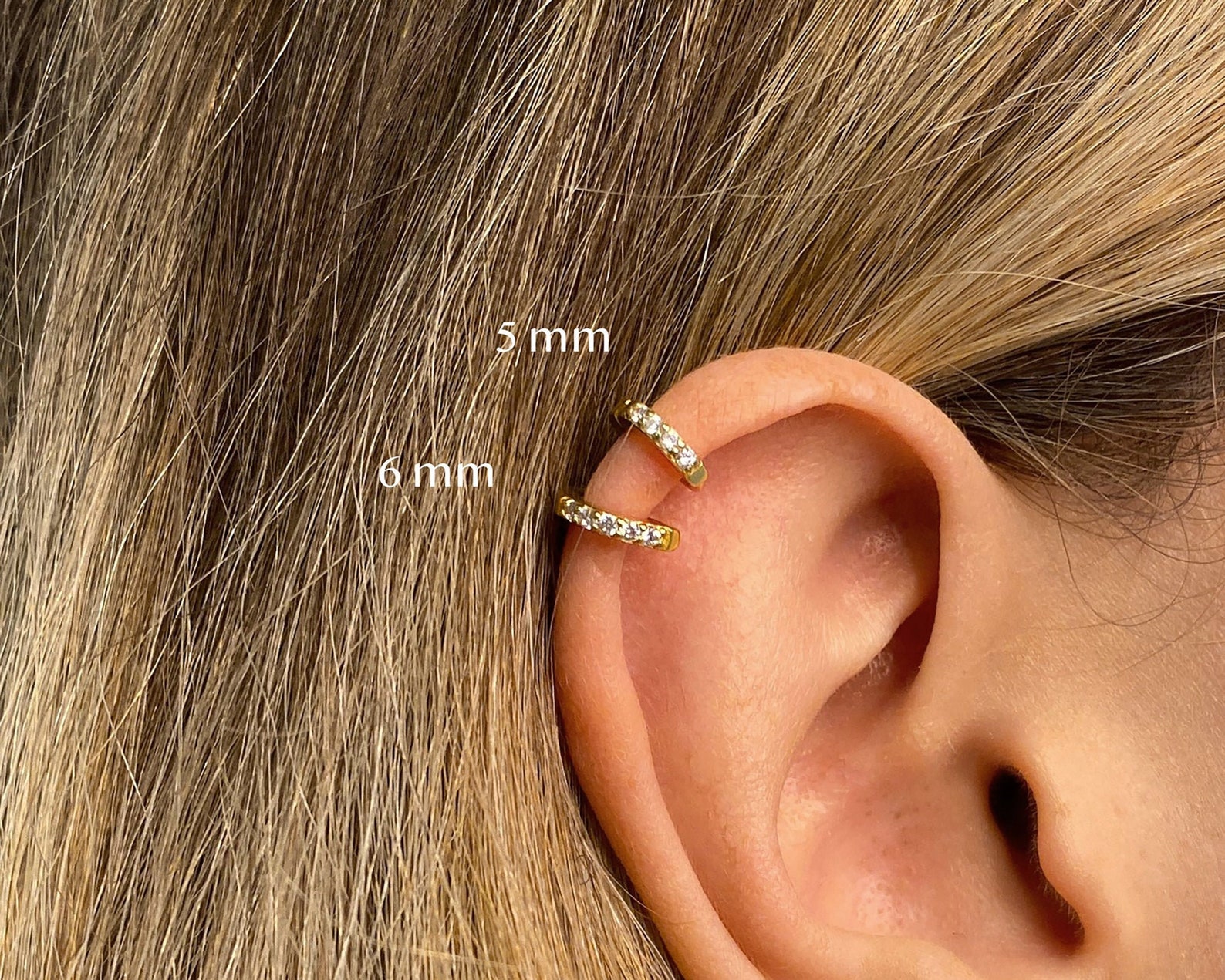 18G Paved Cartilage Hoop Earring Simple Upper Helix Earring | Etsy