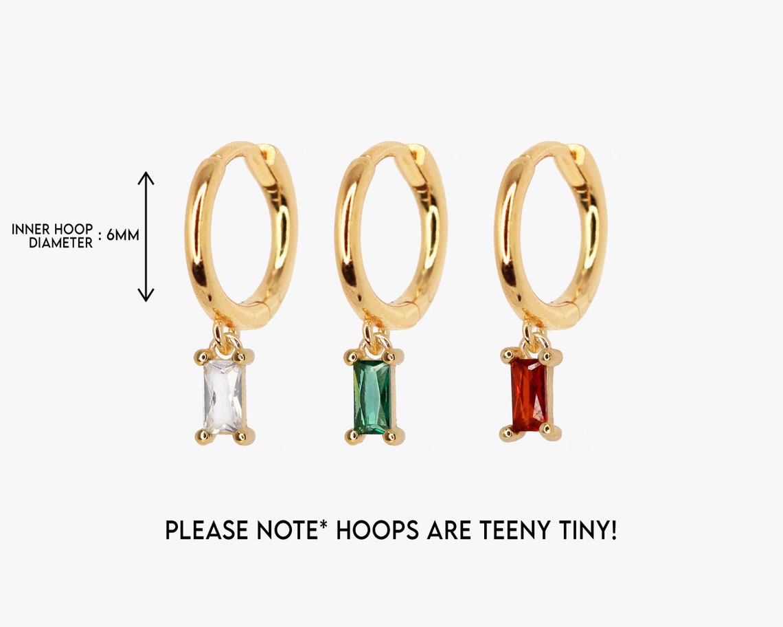 18G Tiny Diamond Baguette Rook Hoop Earring Tiny Gold - Etsy UK