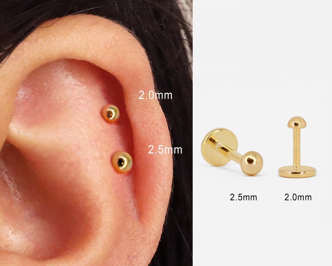 20G/18G Dot Flat Back Threadless Push Pin Labret Stud Solid - Etsy